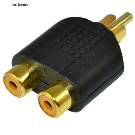 Male To Double Female Socket Av Audio Video Signal Y Splitter Plug Adapter Computers Tech
