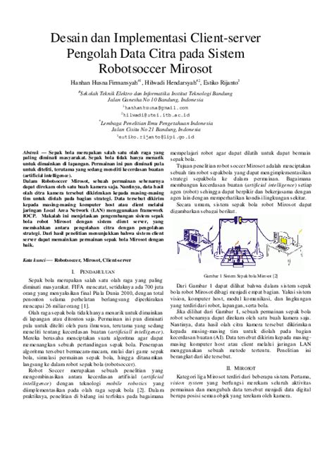 Pdf Desain Dan Implementasi Client Server Pengolah Data Citra Pada