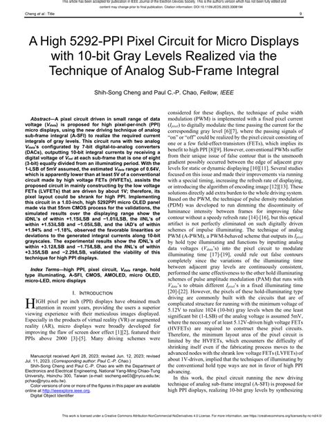 Pdf A High 5292 Ppi Pixel Circuit For Micro Displays With 10 Bit Gray Levels Realized Via The