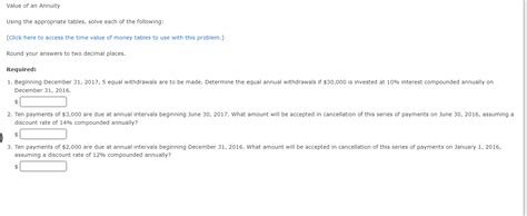 Solved Value Of An Annuity Using The Appropriate Tables Chegg Com