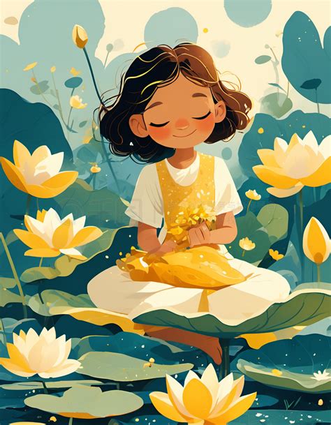 插画ai数字艺术 可爱女孩坐在荷叶上与蜜蜂插画 Ai平面元素免费下载png格式2688像素编号70834774 千图网