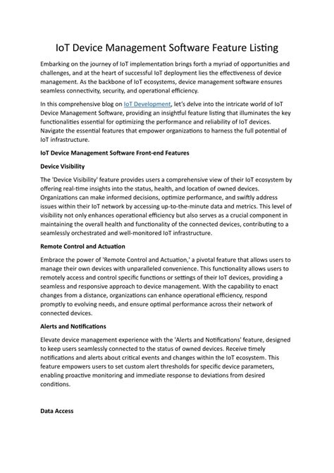 ppt iot device management software feature listing powerpoint