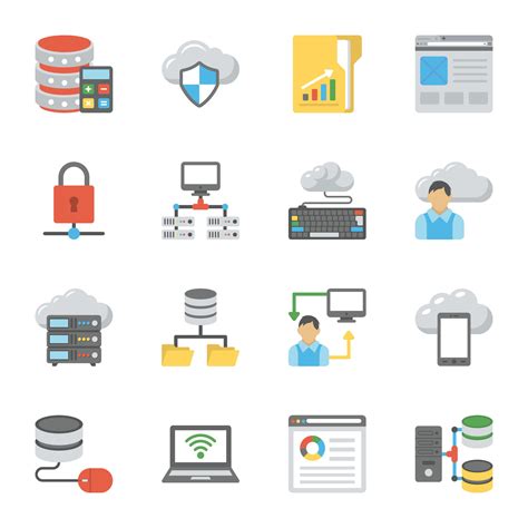 Collection Of Database Services Flat Icons Vector Art At Vecteezy