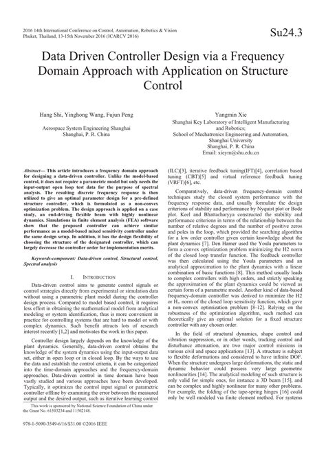 Pdf Data Driven Controller Design Via A Frequency Domain Approach