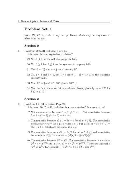 Problem Set 1 With Solutions Abstract Algebra Math 4010