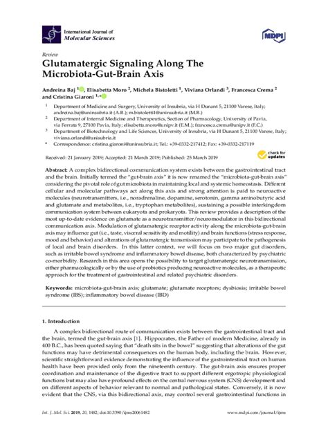 Fillable Online Glutamatergic Signaling Along The Microbiota Gut Brain