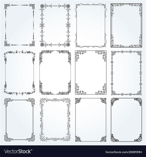 Decorative Rectangle Frames And Borders Set 4 Vector Image