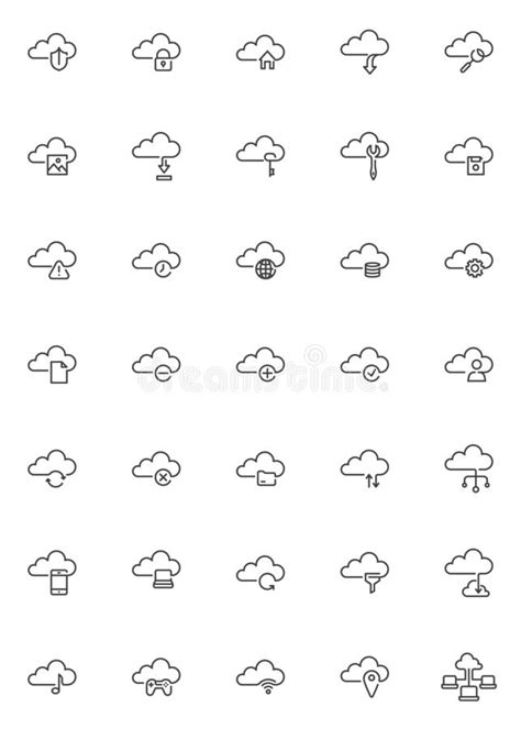 Cloud Computing Line Icons Set Stock Illustration Illustration Of