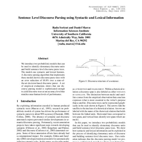 Sentence Level Discourse Parsing Using Syntactic And Lexical Information Acl Anthology