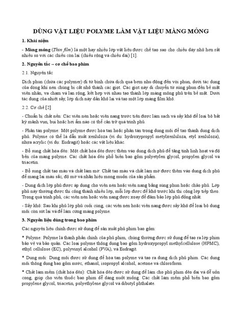 DÙng VẬt LiỆu Polyme LÀm VẬt LiỆu MÀng MỎng Docx Pdf