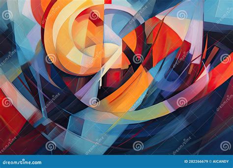 Collision Of Abstract Geometric Shapes And Vibrant Colors Creating A Visually Stimulating And