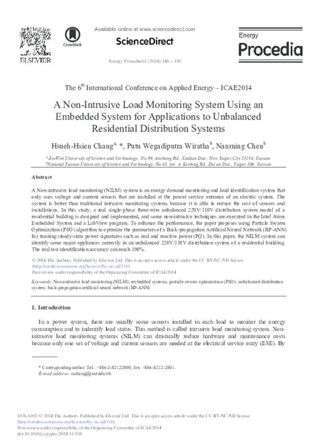 Pdf A Non Intrusive Load Monitoring System Using An Embedded System