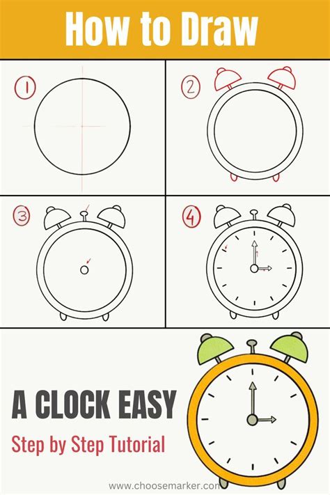 How To Draw A Clock Step By Step Tutorial