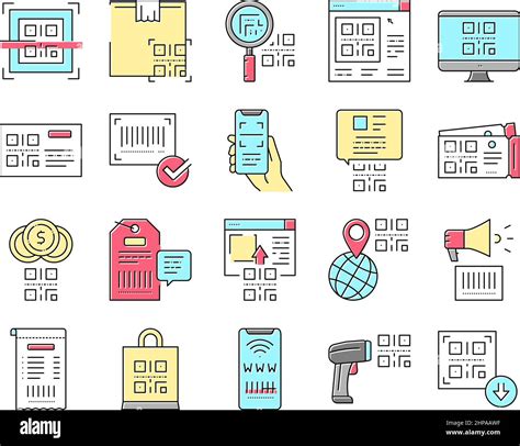Qr Code Identification Collection Icons Set Vector Stock Vector Image