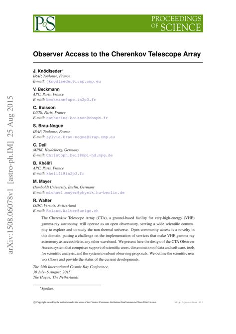 Pdf Observer Access To The Cherenkov Telescope Array