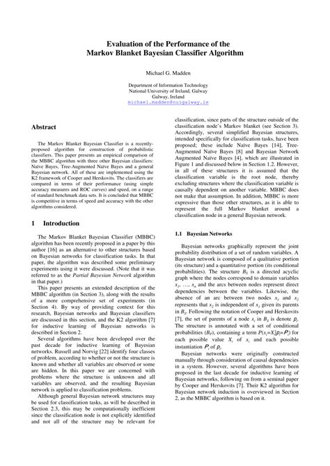 Pdf Evaluation Of The Performance Of The Markov Blanket Bayesian