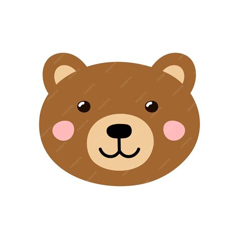 Premium Vector Cute Bear Head In Cartoon Style Brown Bear Face For