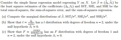 Consider The Simple Linear Regression Model