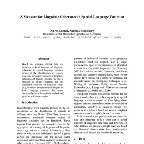A Measure For Linguistic Coherence In Spatial Language Variation Acl Anthology