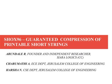 Shox96 Guaranteed Compression Of Printable Short Strings Ppt