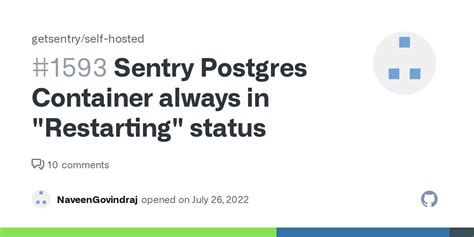Sentry Postgres Container Always In Restarting Status · Issue 1593