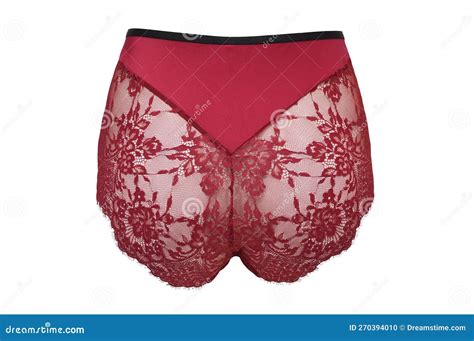 Lencería Bragas De Encaje De Moda Roja Aisladas En Fondo Blanco Ropa
