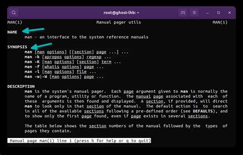 understanding the man pages in linux