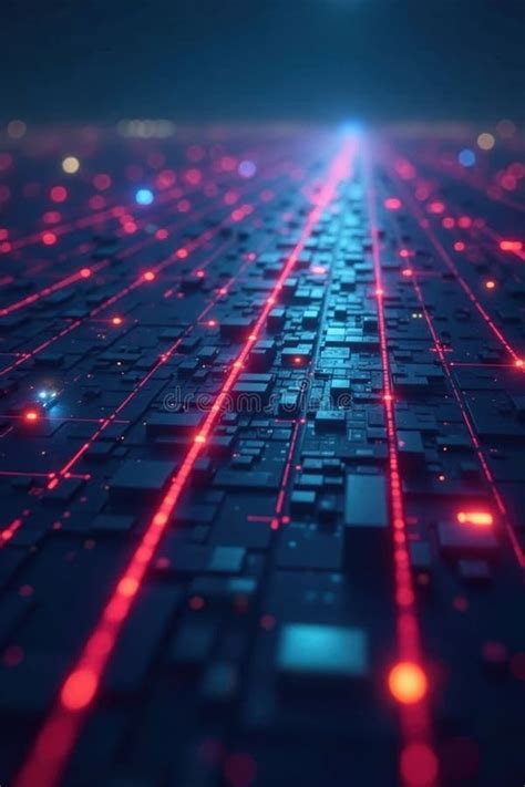 Abstract Network Nodes Glowing Lines Futuristic City Network Structure Stock Illustration