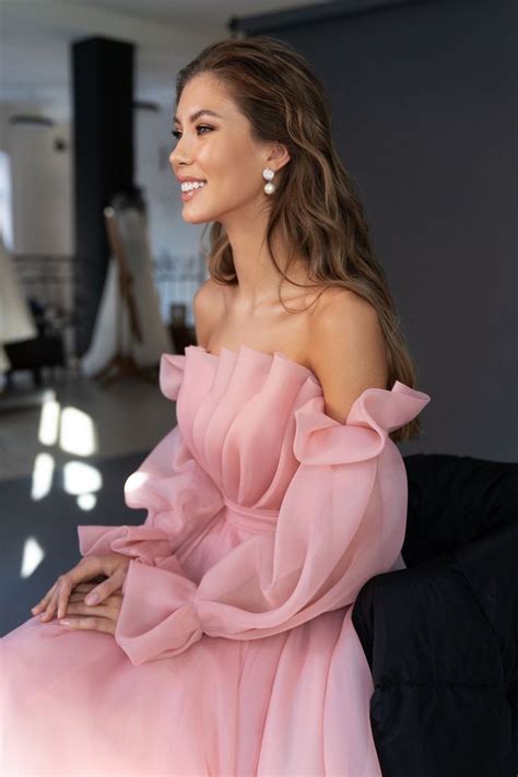 Розовые платья для встречи выпускников с пышными рукавами платья со складками для танцев и