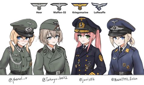 Wwii Uniformgerman キャラクターアート アニメの女の子 キャラクターデザイン