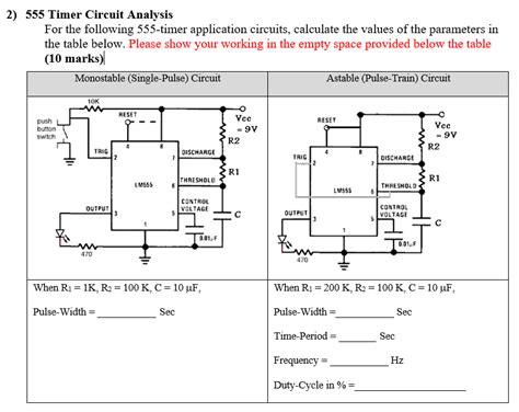 For The Following 555 Timer Application Circuits