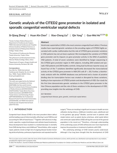 Pdf Genetic Analysis Of The Cited2 Gene Promoter In Isolated And Sporadic Congenital