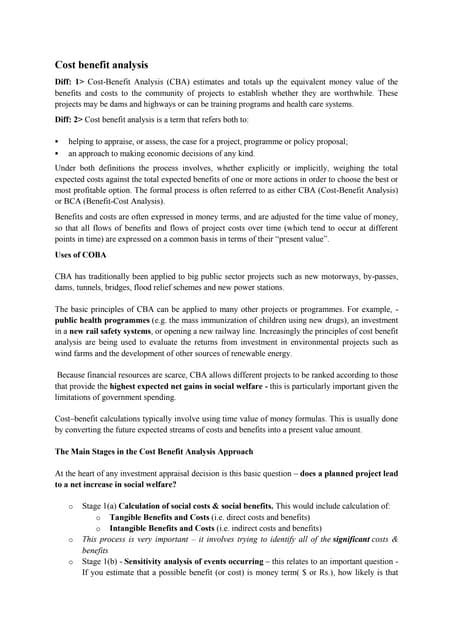 Cost Benefit Analysis Ppt