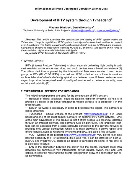 PDF Development Of IPTV System Through Tvheadend