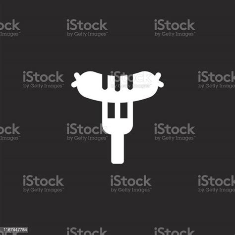 소시지 아이콘입니다 웹 사이트 디자인 및 모바일 응용 프로그램 개발을위한 채워진 소시지 아이콘 검은 배경에 고립 된 채워진 여름 음식과 음료 컬렉션에서 소시지 아이콘 로고에
