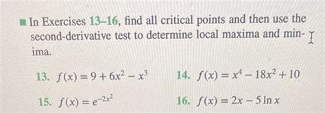 solved in exercises 13 16 find all critical points and then