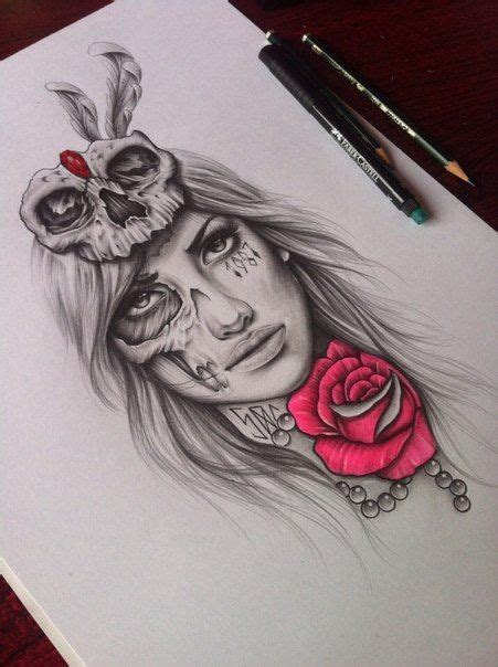 Skull Girl By Edwardmiller On Deviantart Tattoo Illustration Sugar Skull Tattoos Girl Tattoos