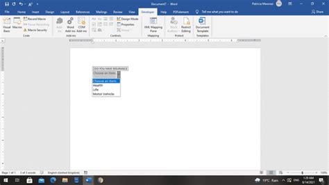 How To Add Dropdown Fields To A Form In Microsoft Word