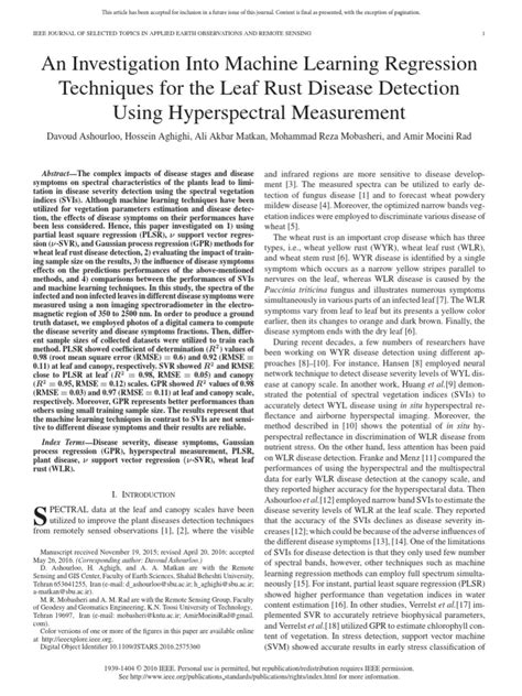 Leaf Rust Disease Pdf Root Mean Square Deviation Regression Analysis