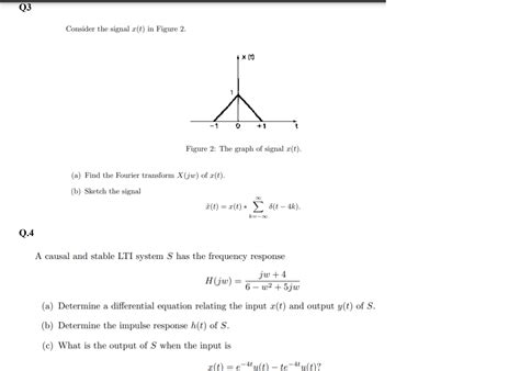 Solved Consider The Signal X T In Figure Figure The Chegg Com