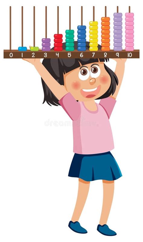 Girl Holding Math Abacus Cartoon Stock Vector Illustration Of Number