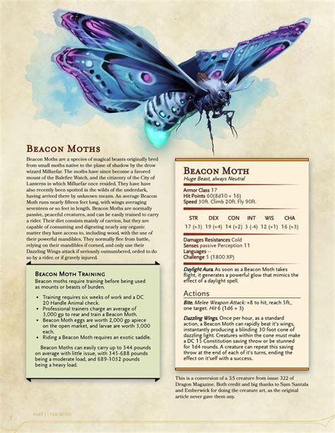 Beacon Moth 5e Dungeons And Dragons Monster