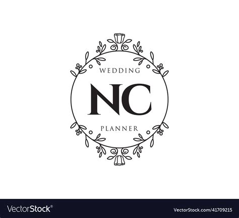 Nc Initials Letter Wedding Monogram Logos Vector Image