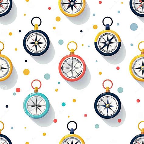 Colorful Compass Pattern With Dots On A White Background Showcasing