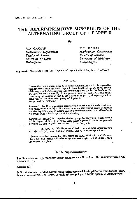 pdf the superimprimitive subgroups of the alternating group of degree