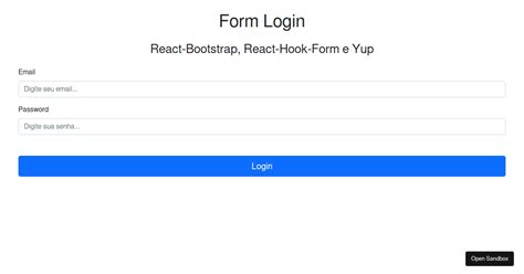 form login react bootstrap react hook form yup codesandbox