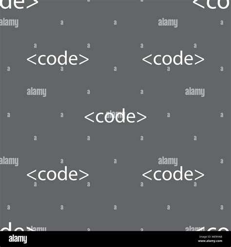 Code Sign Icon Programming Language Symbol Seamless Pattern On A Gray