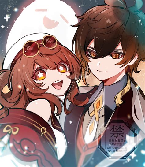 Hu Tao Zhongli Boo Tao And Hu Tao Genshin Impact Drawn By Jagabokkuru Danbooru