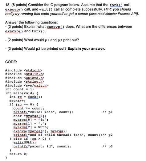 solved 18 8 points consider the c program below assume