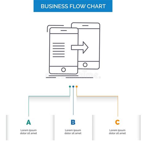 Data Sharing Sync Synchronization Syncing Business Flow Chart Design With 3 Steps Line Icon